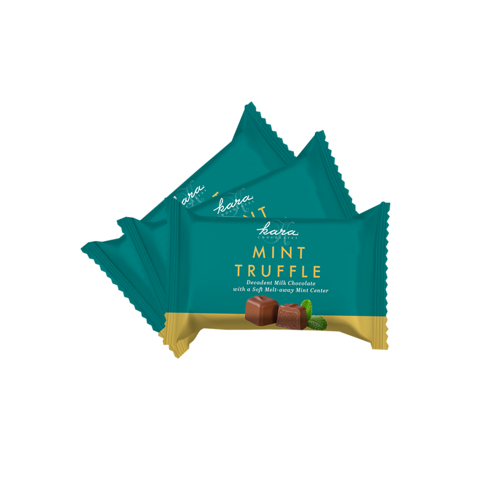 3 Pk - Mint Milk Chocolate Truffles Luxe Pouch – Kara Chocolates